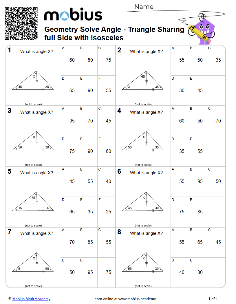Geometry Solve Angle - Triangle Sharing full Side with Isosceles (Level ...