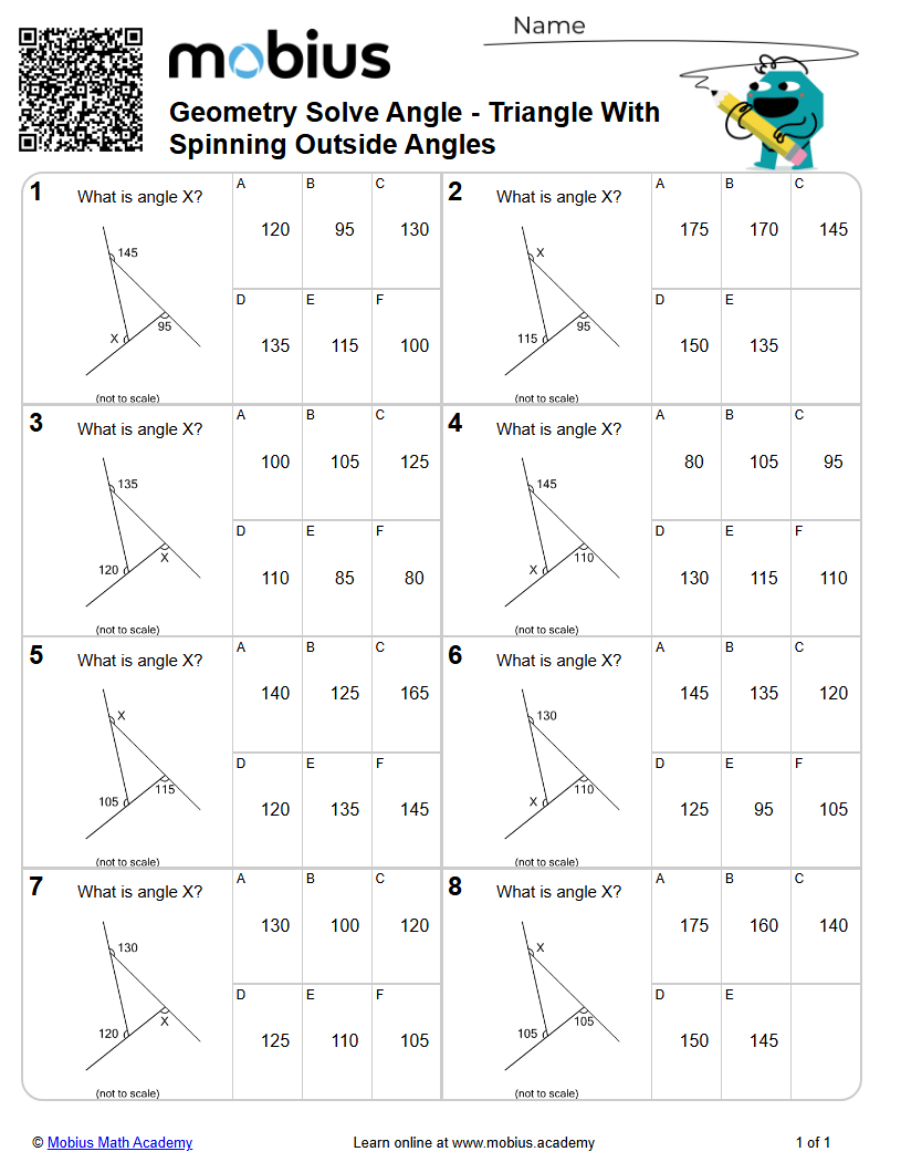 Geometry Solve Angle - Triangle With Spinning Outside Angles (Level 1 ...
