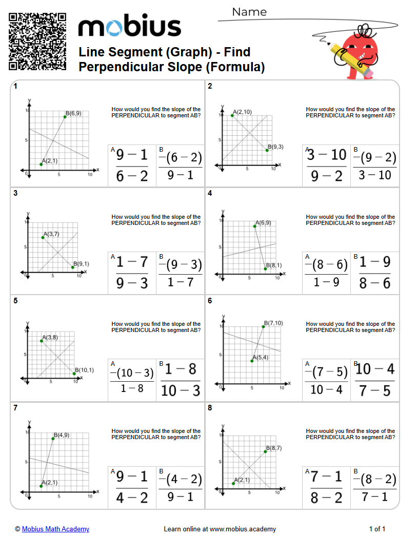 Line Segment (Graph) - Find Perpendicular Slope (Formula) (Level 1 ...