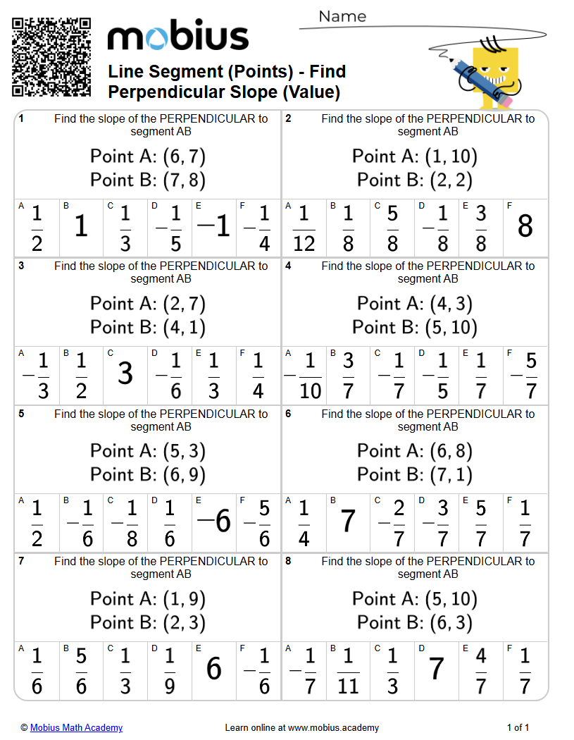 Line Segment (Points) - Find Perpendicular Slope (Value) (Level 1 ...