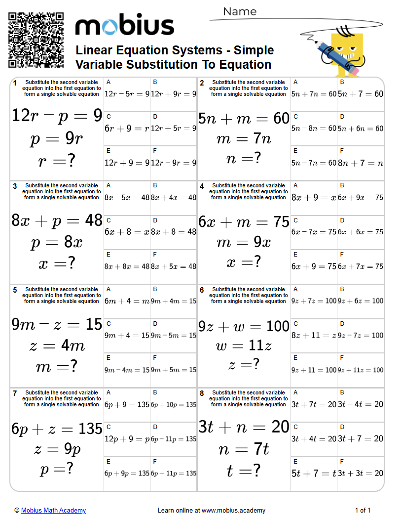 Linear Equation Systems - Simple Variable Substitution To Equation ...