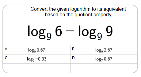 Logarithms - Quotient Property - From Difference (Level 1) - Mobius ...