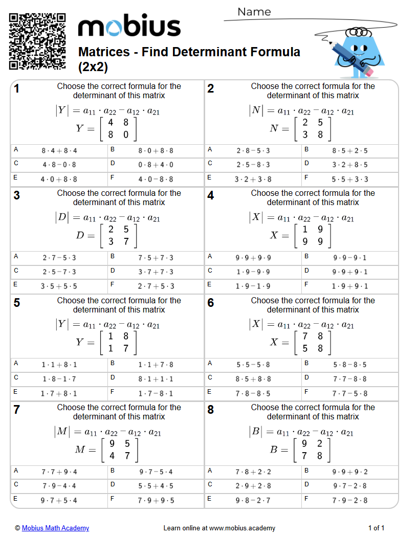 Find Determinant Formula (2x2) (Level 1) | Matrices | Grade 12 Math ...