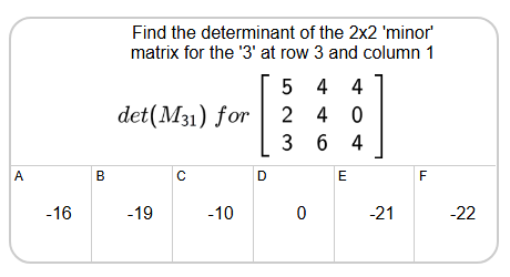 Matrices | Find Determinant of Minor Matrix from Number (3x3) (Level 1 ...
