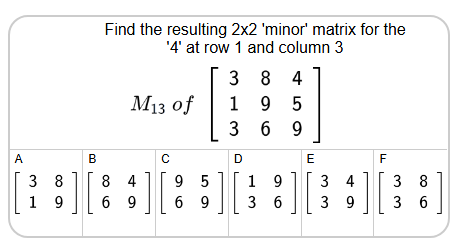 Matrices | Find Minor Matrix from Number (3x3) (Level 1) | Grade 12 ...