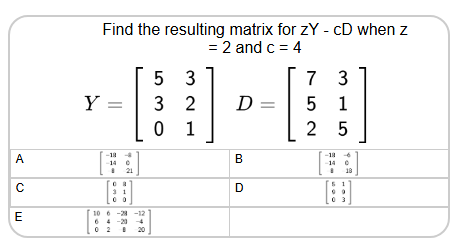 Matrices | Subtract with Two Scalars (Level 1) | Grade 12 Math Practice ...
