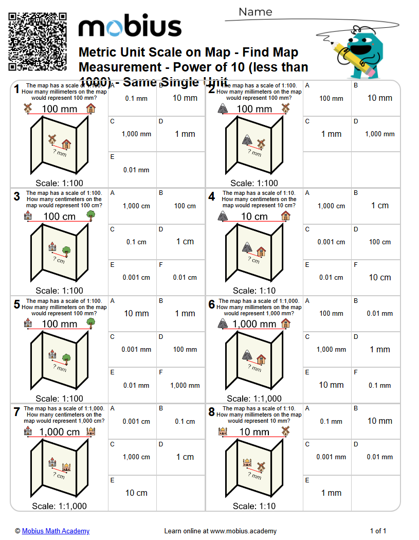 Level 1 | Metric Units | Grades 8-9 Math Worksheets - Mobius Math Academy
