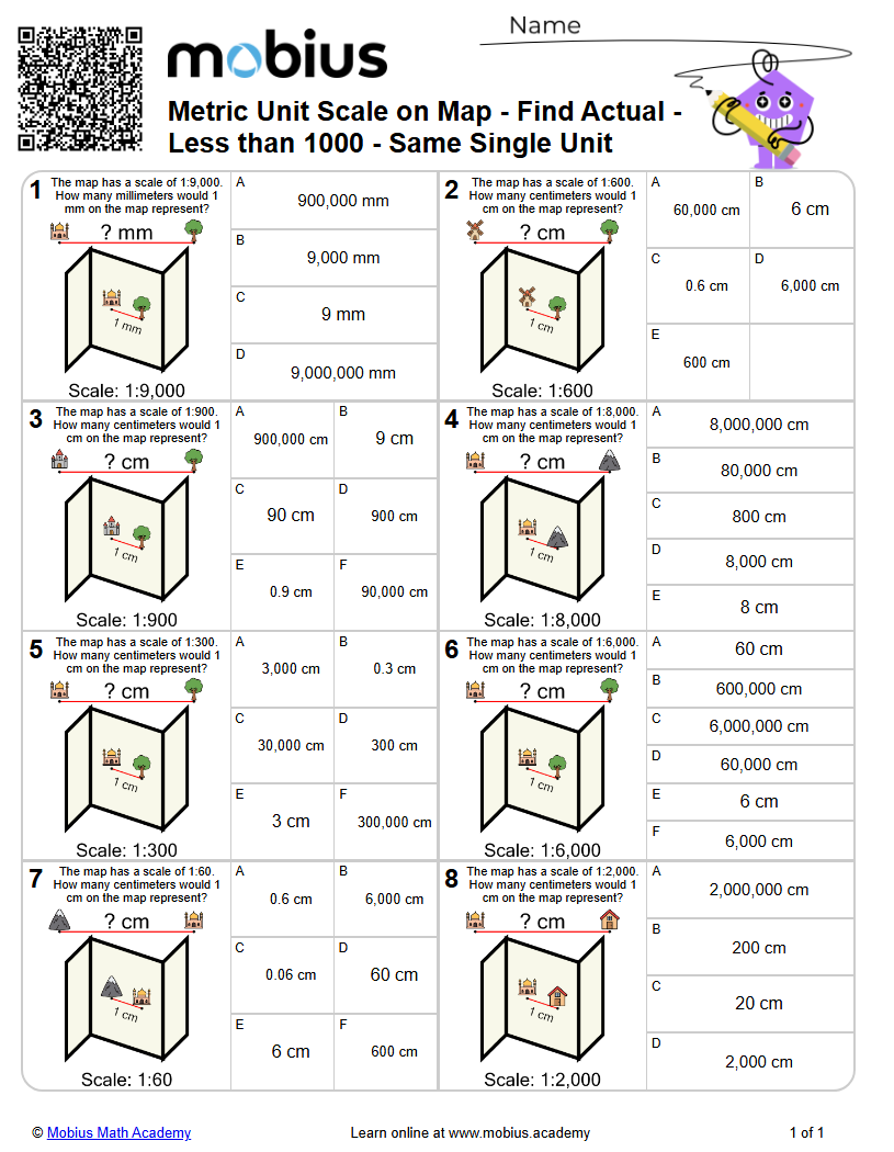 Level 1 | Metric Units | Grades 8-11 Math Worksheets - Mobius Math Academy