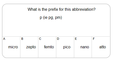 Metric Units | Abbreviation to Prefix (Extremely Small) (Level 1 ...
