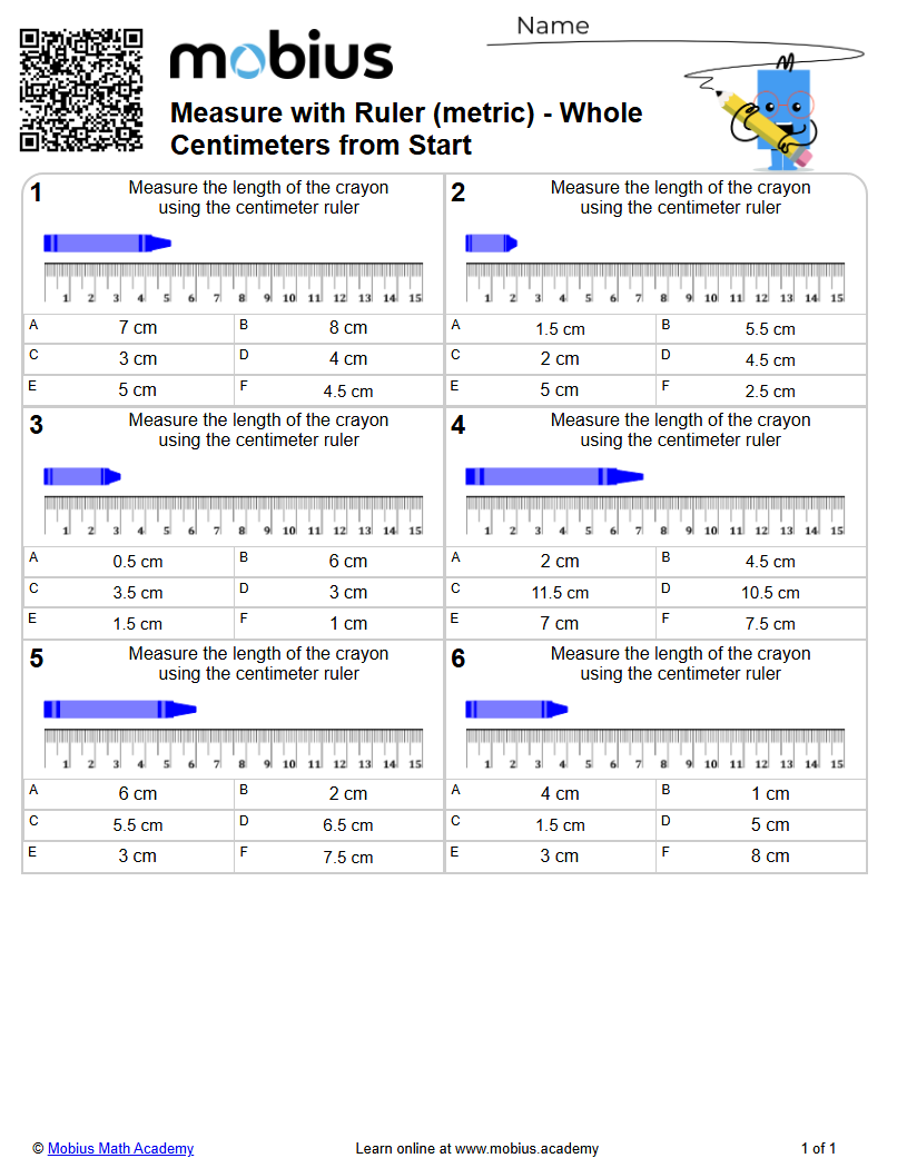 Measure with Ruler (metric) - Whole Centimeters from Start | Level 1 ...