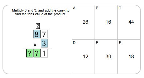 Multiplication Algorithm 2x1 With Carry - Step 3 | Level 1 | Grades 5-6 ...
