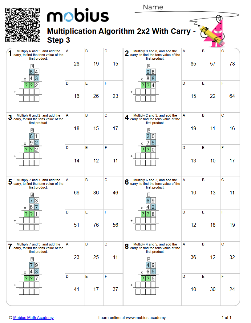 Multiplication Algorithm 2x2 With Carry - Step 3 (Level 1) - Mobius ...
