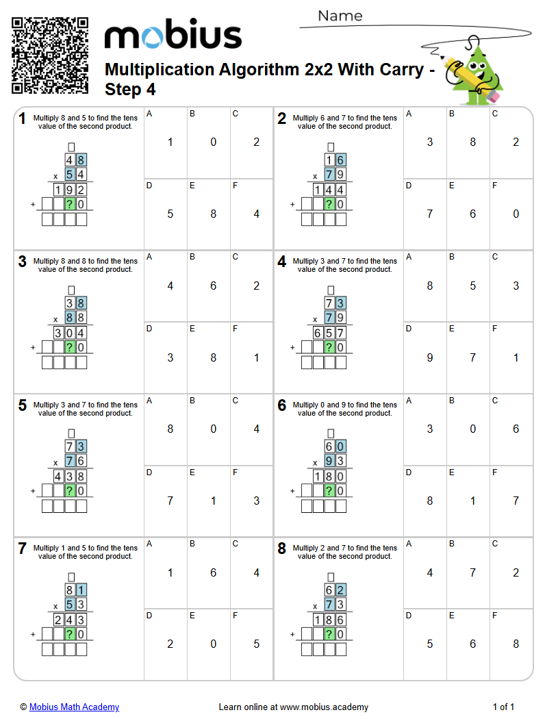 Multiplication Algorithm 2x2 With Carry - Step 4 (Level 1) - Mobius ...