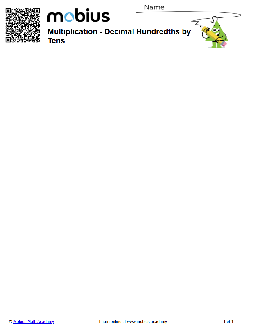 Multiplication | Decimal Hundredths by Tens (Level 1) | Grades 5-7 Math ...