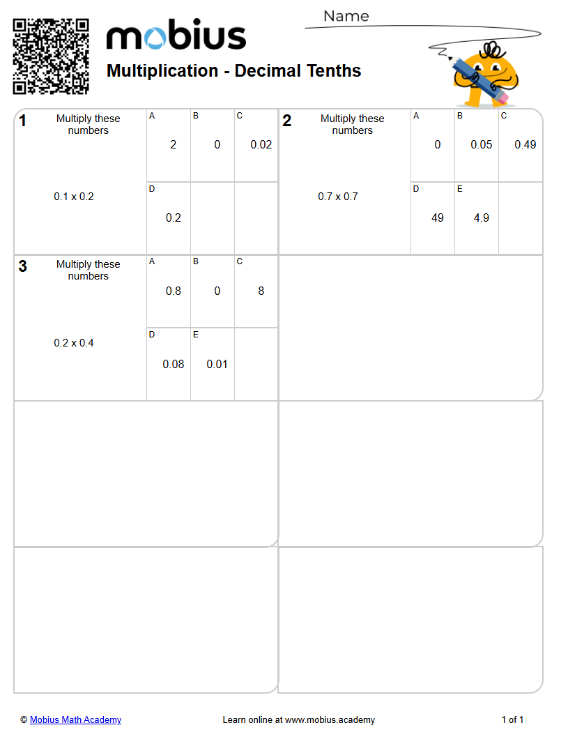 Decimal Tenths (Level 1) | Fractions/Decimals | Grades 4-7 Math ...