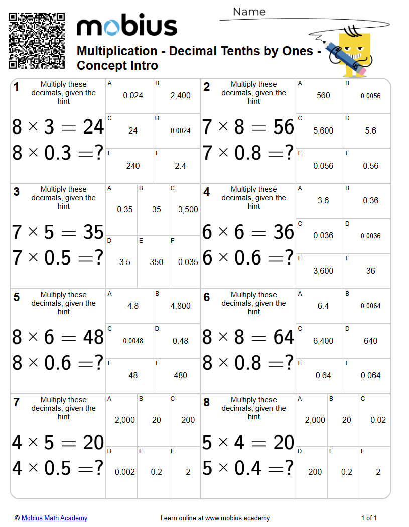 Multiplication - Decimal Tenths by Ones - Concept Intro (Level 2 ...