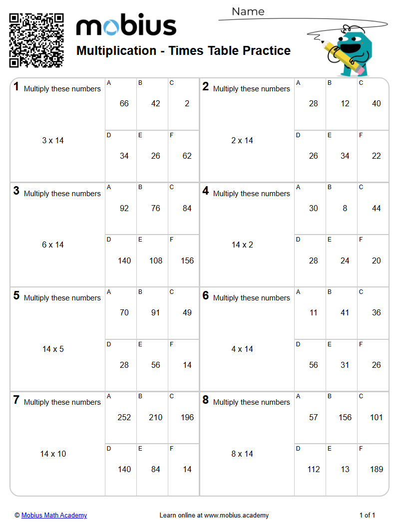 Times Table Practice (Level 14) | Multiply/Divide | Grades 3-6 Math ...