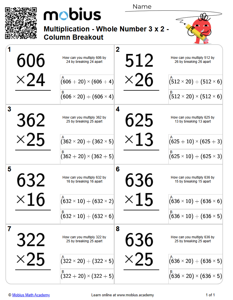 Multiplication | Whole Number 3 x 2 - Column Breakout (Level 2) | Grade ...