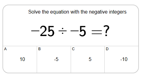 Negative Integer Multiplication and Division | Level 1 | Grades 7-9 ...