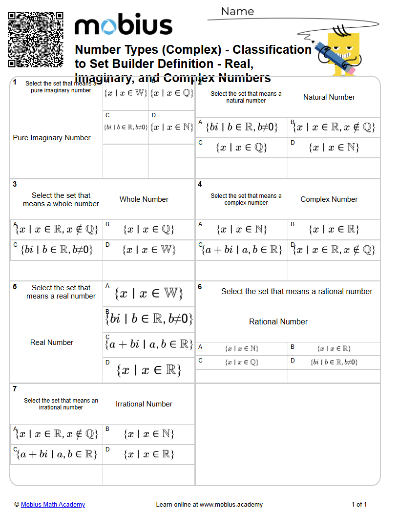 Number Types (Complex) - Classification to Set Builder Definition ...