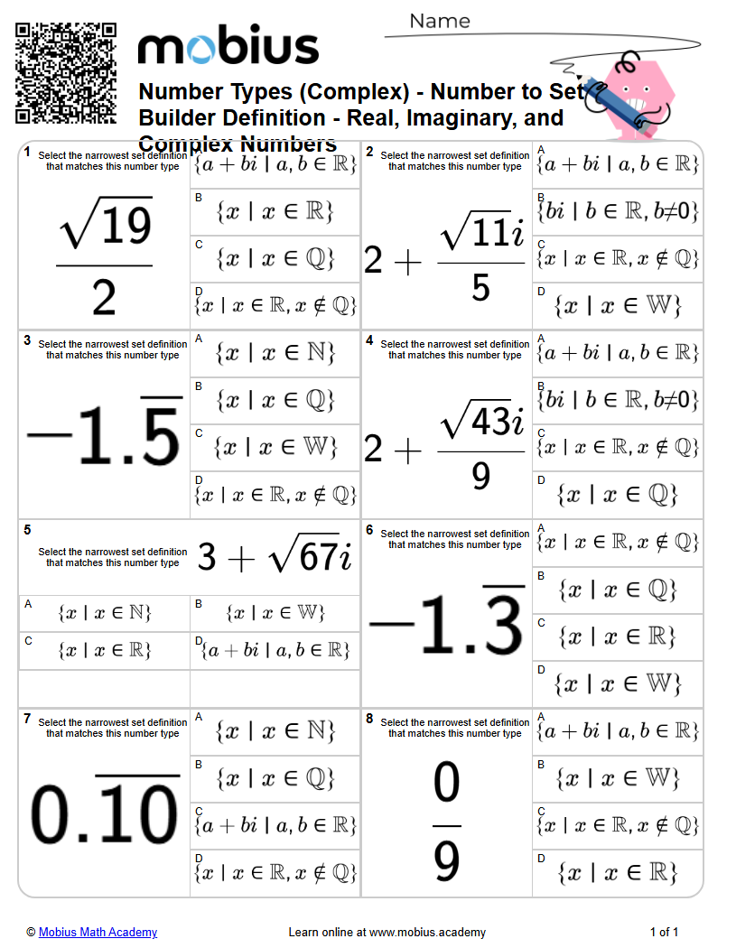 Number Types (Complex) - Number to Set Builder Definition - Real ...