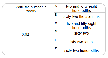 Numbers to Word Equivalents - Decimals (Level 2) - Mobius Math Academy