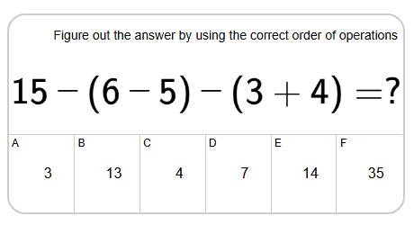 Order of Operations - Add, Subtract with Parentheses (5 Numbers) (Level ...