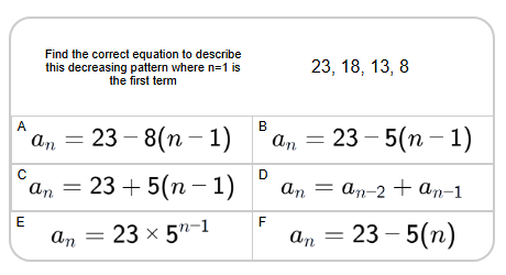 Patterning Equation For Decreasing Arithmetic Pattern Level 1