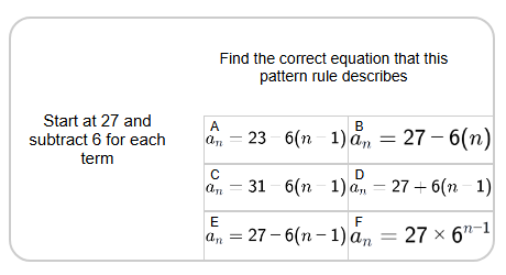 Patterning Equation From Rule For Decreasing Arithmetic Pattern