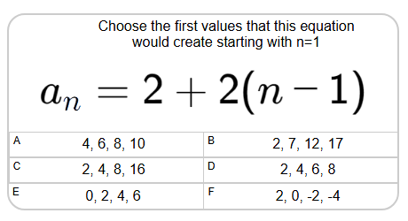Patterning First Values From Equation For Increasing Arithmetic