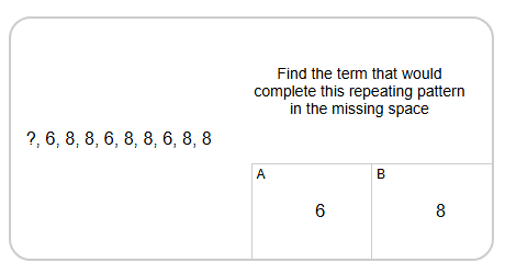 Patterning Missing From 3 Item Repeating Number Pattern Level 1