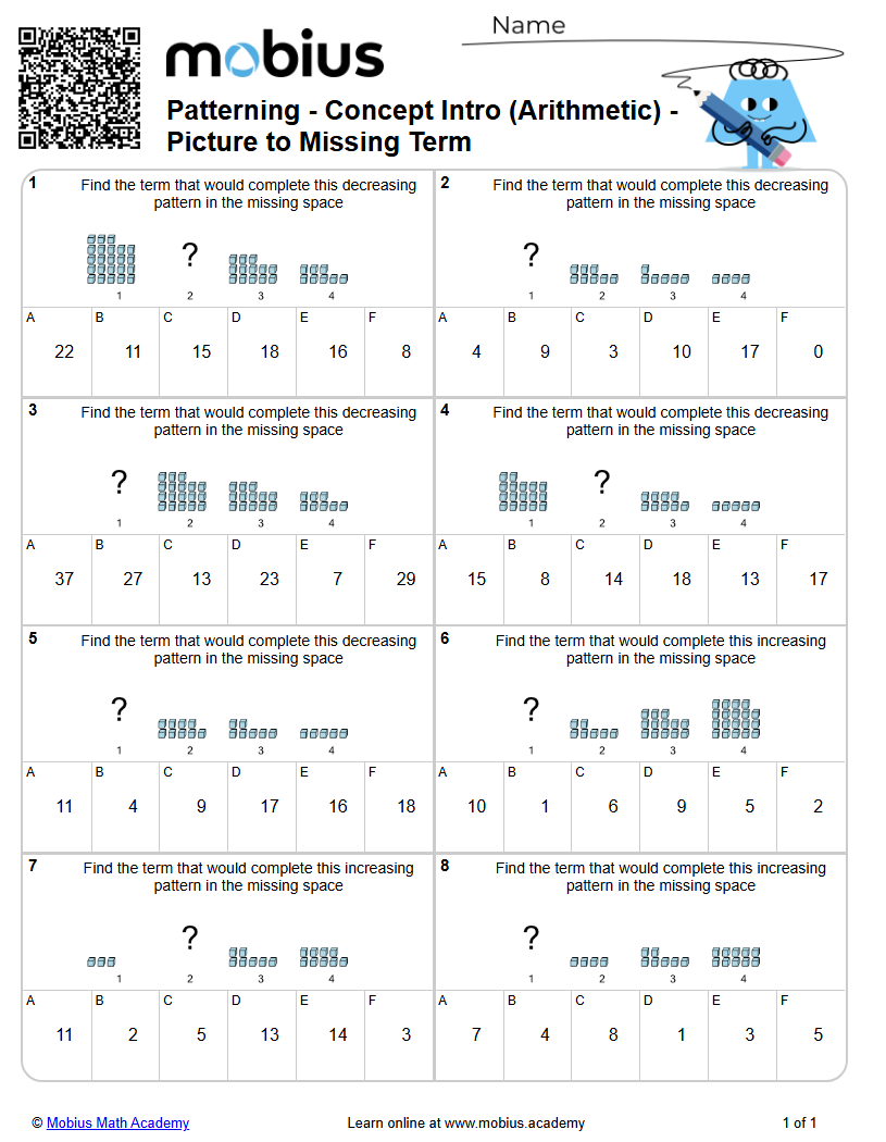 Concept Intro (Arithmetic) - Picture to Missing Term (Level 1) | Visual ...