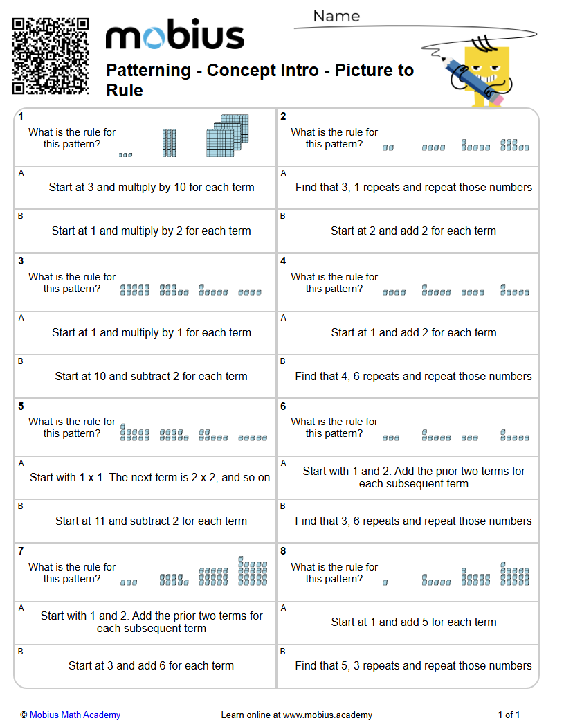 Concept Intro - Picture to Rule (Level 1) | Patterning | Grades 6-9 ...