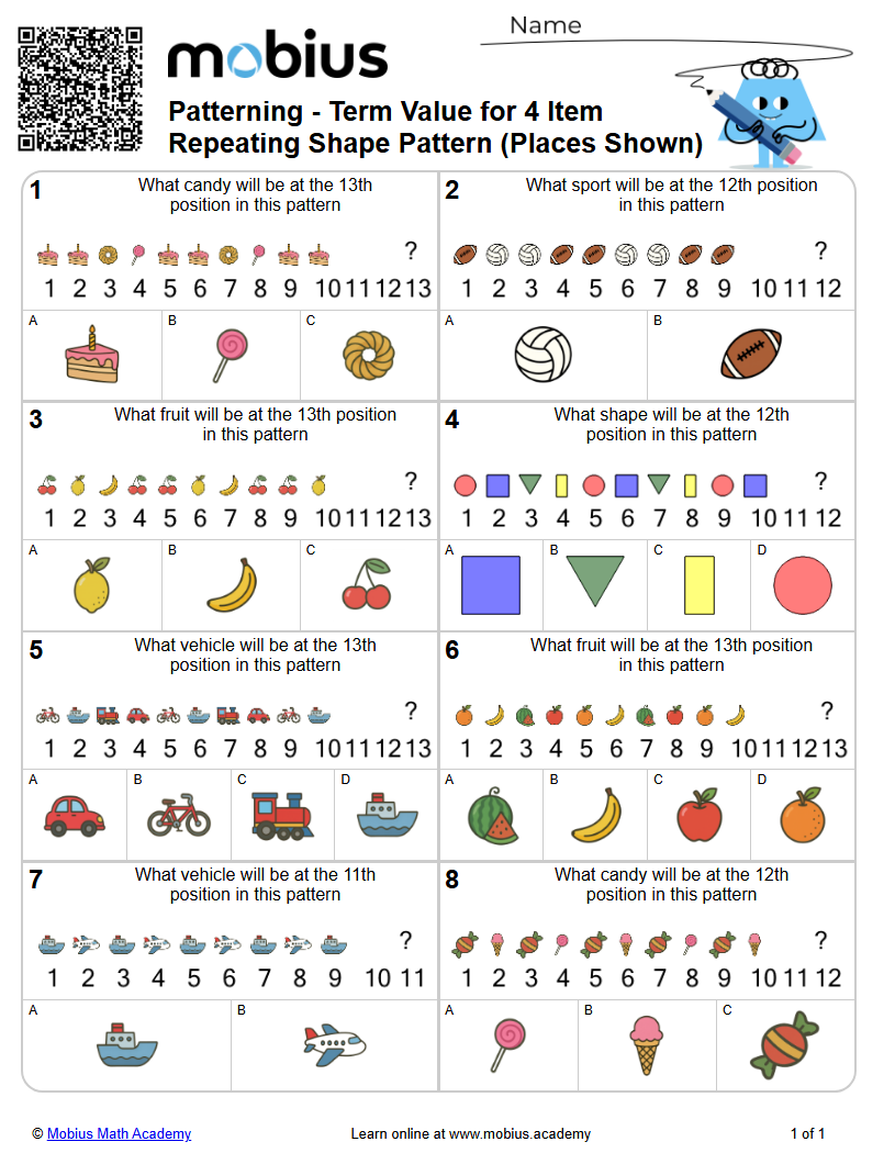 Patterning - Term Value for 4 Item Repeating Shape Pattern (Places ...