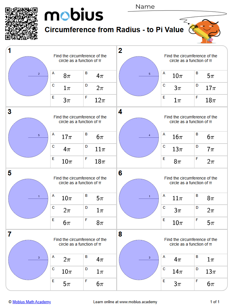 Circumference from Radius - to Pi Value | Level 1 | Grades 6-8 Math ...