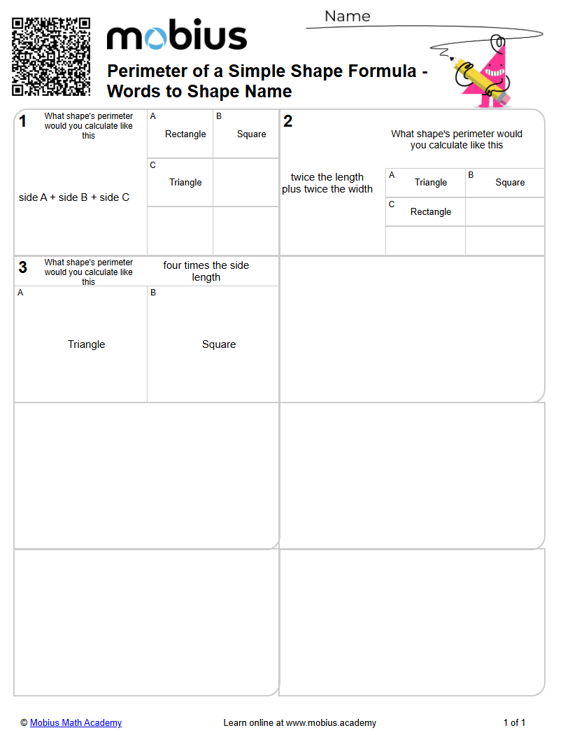 Perimeter of a Simple Shape Formula - Words to Shape Name (Level 1 ...