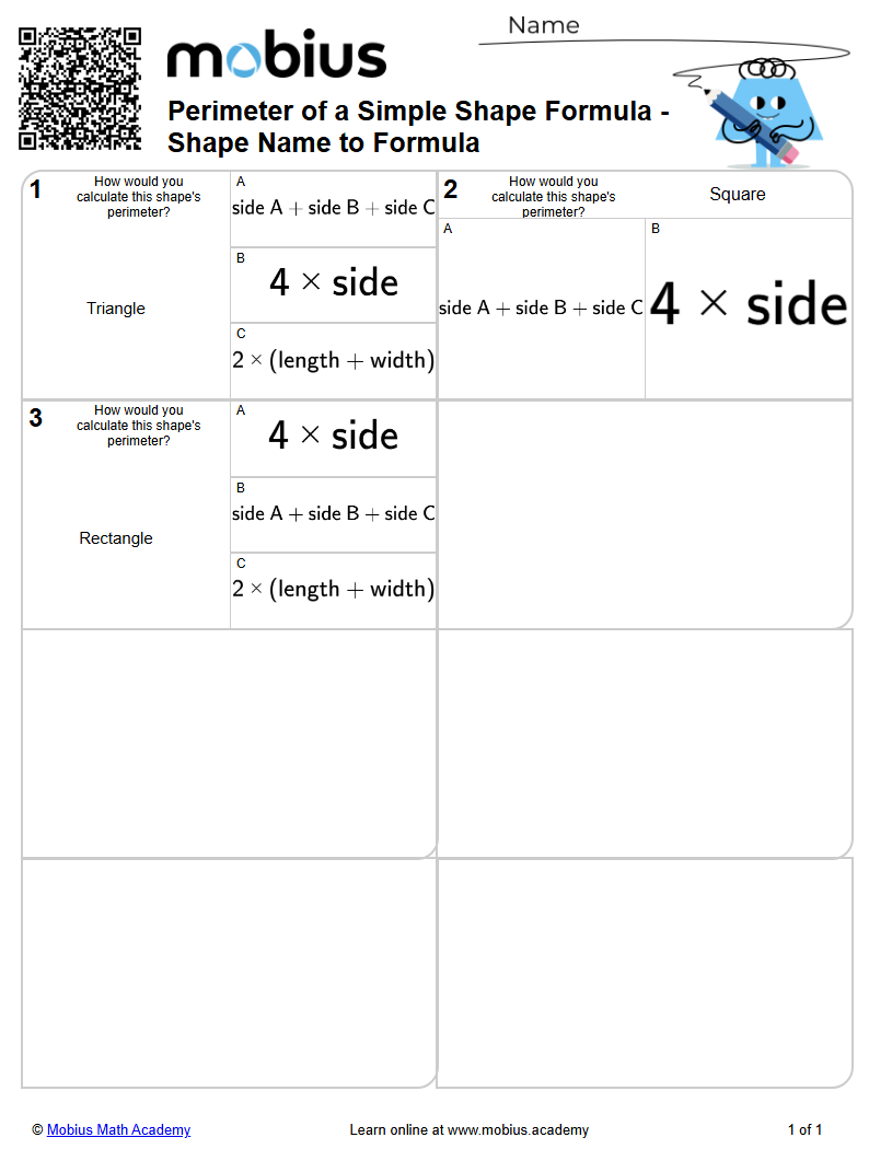Perimeter of a Simple Shape Formula - Shape Name to Formula (Level 1 ...