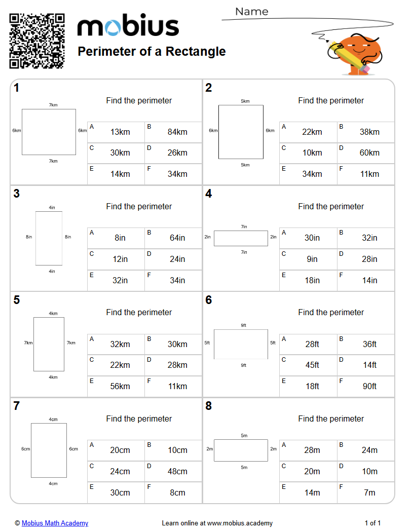 Perimeter of a Rectangle (Level 1) - Mobius Math Academy