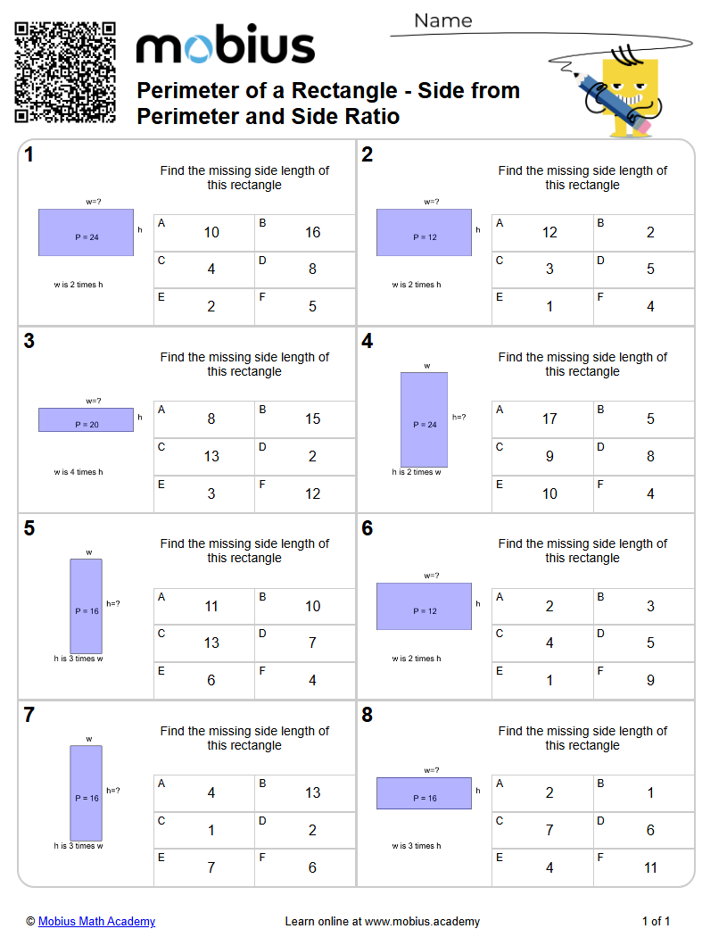 Perimeter of a Rectangle - Side from Perimeter and Side Ratio (Level 1 ...