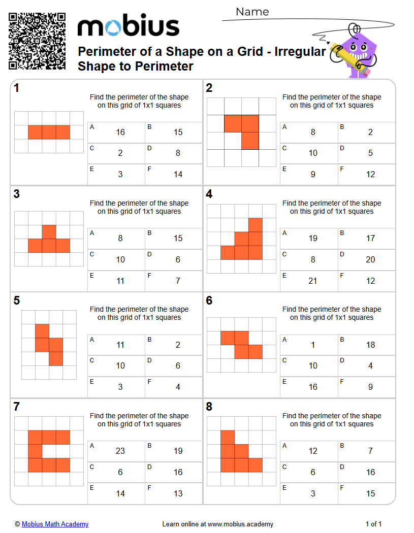 Perimeter of a Shape on a Grid - Irregular Shape to Perimeter (Level 1 ...