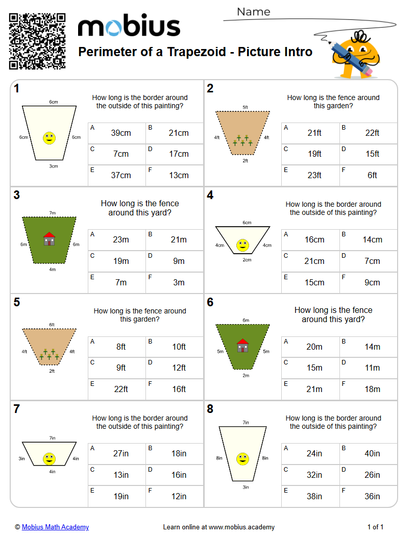 Perimeter of a Trapezoid - Picture Intro (Level 1) - Mobius Math Academy