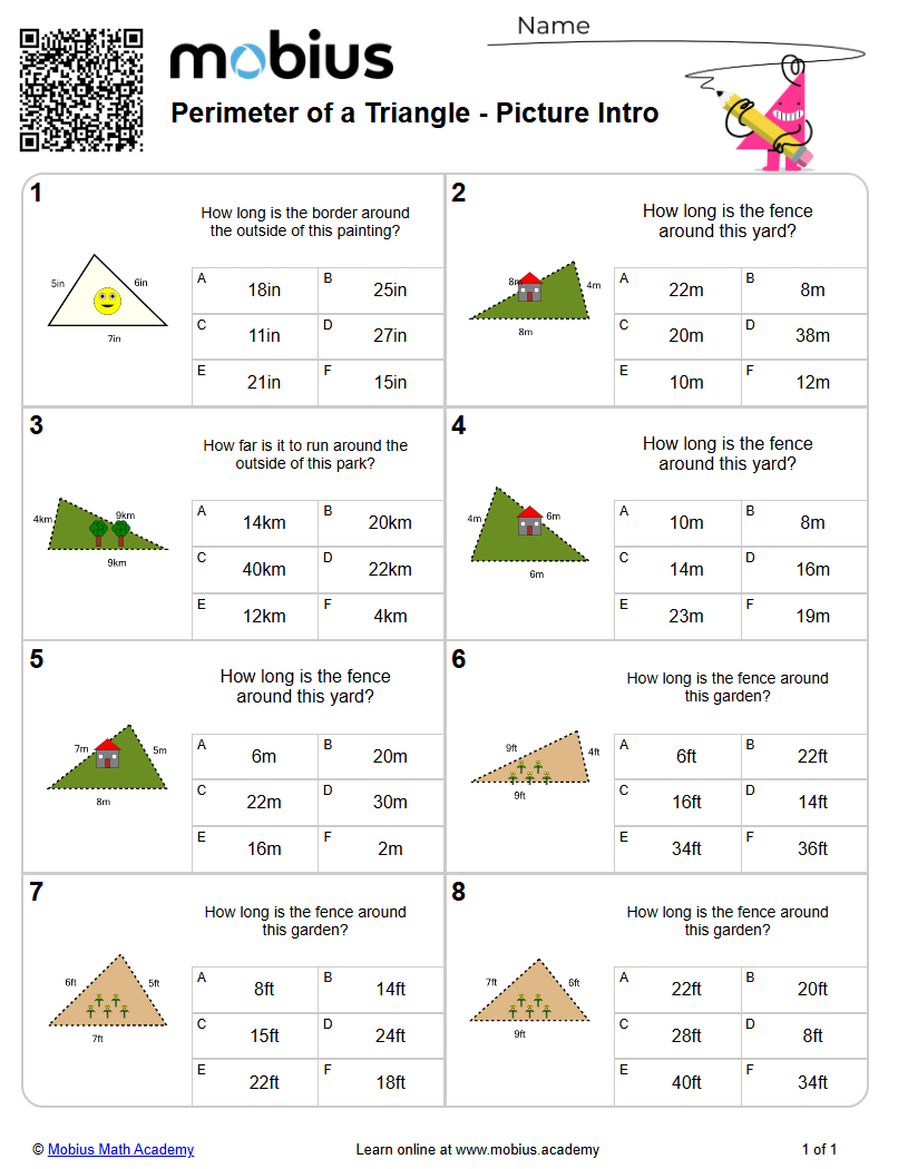 Perimeter of a Triangle - Picture Intro (Level 2) - Mobius Math Academy