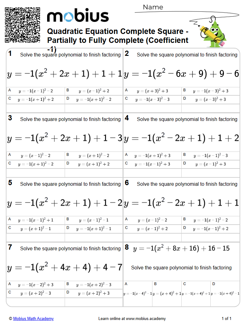 Quadratic Equation Complete Square - Partially to Fully Complete ...