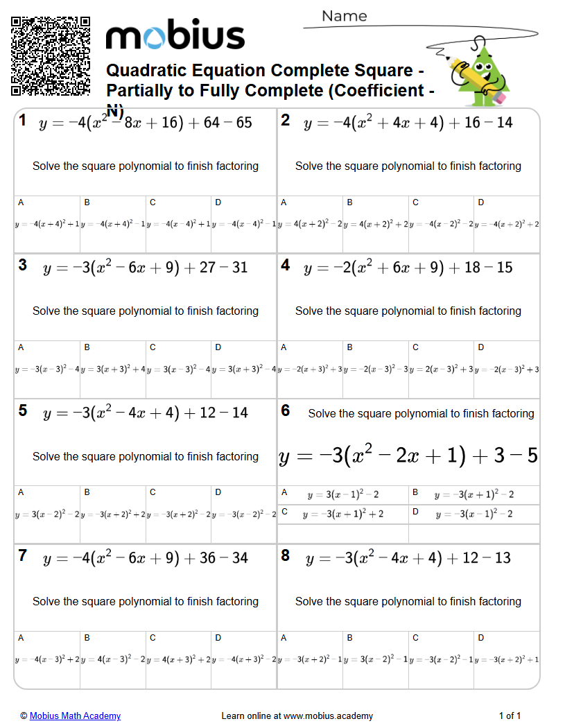 Quadratic Equation Complete Square - Partially to Fully Complete ...