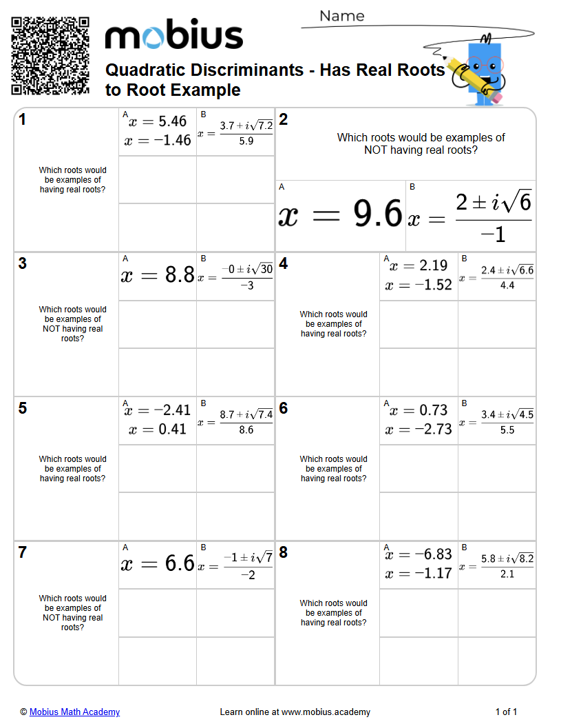 Quadratic Discriminants - Has Real Roots to Root Example | Level 1 ...