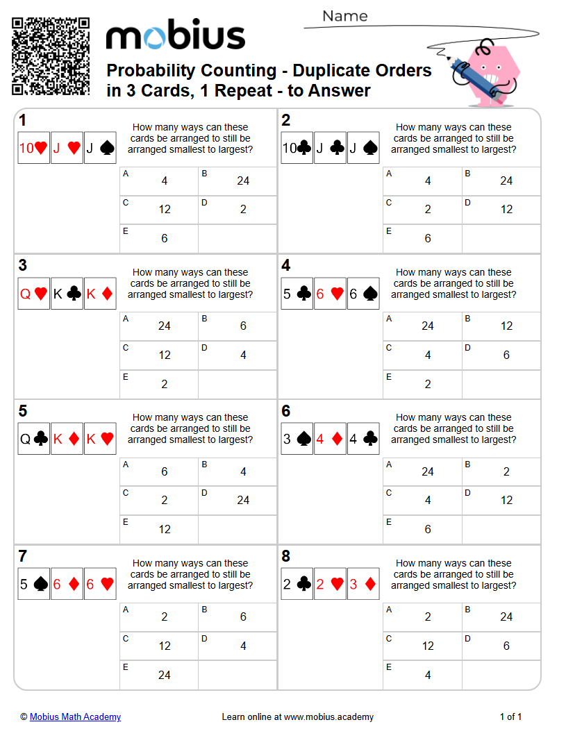 Probability Counting - Duplicate Orders in 3 Cards, 1 Repeat - to ...