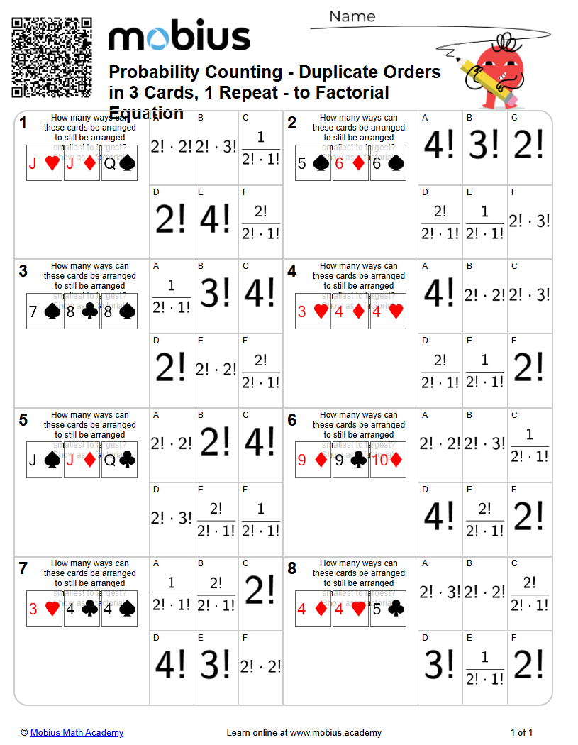 Probability Counting - Duplicate Orders in 3 Cards, 1 Repeat - to ...