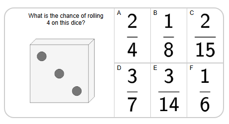 Probability - Dice (1), All Specific, To Fraction (Level 1) - Mobius ...
