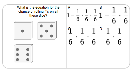 Probability | Dice (3), All Specific, To Fraction Equation (Level 1 ...