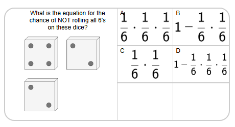 Probability | Dice (3), Not All Specific, To Fraction Equation (Level 1 ...